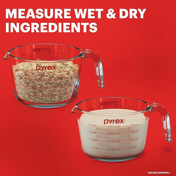 Pyrex 3-Piece Glass Measuring Cup Set, Clear – Cash Converters
