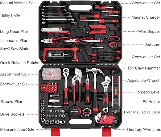 Eastvolt 218-Piece Household Tool Kit, Auto Repair Tool Set, Tool Kits ...