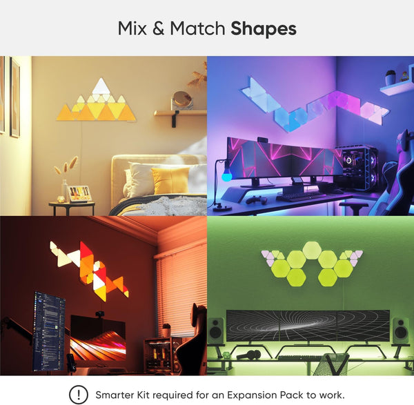 Nanoleaf NL481001TW10PK Shapes Mini Triangles Light Panel Expansion Ki ...