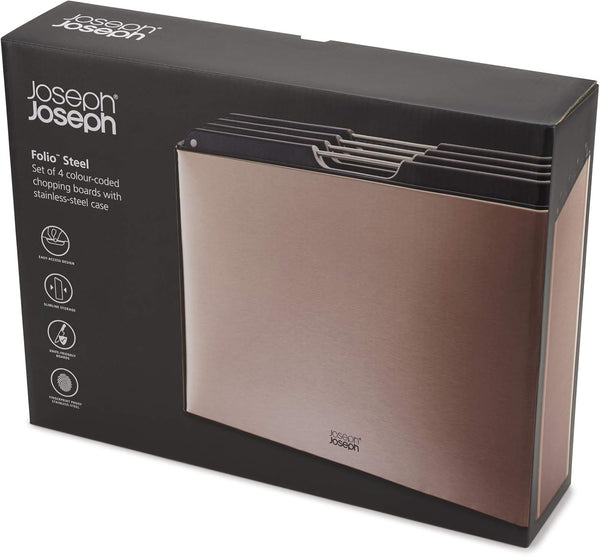 Joseph Joseph 60172 Folio Steel Chopping Board Set, Rose Gold (4 Piece ...