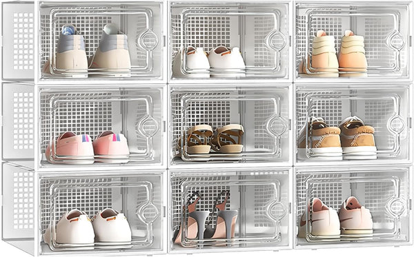 33.5 * 25.5 * 17.5CM Shoe Organizer 9 Piece Clear Shoe Box with Clear ...