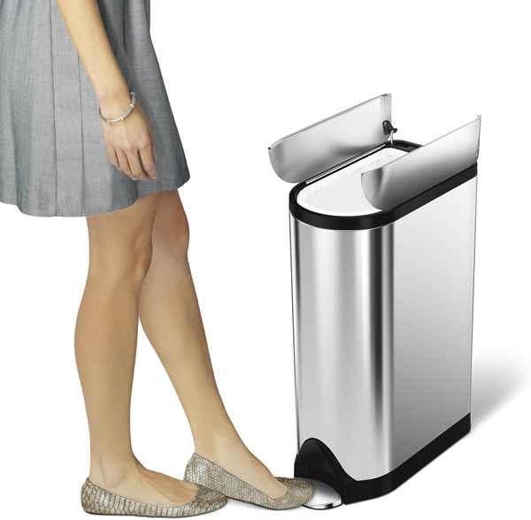 simplehuman 18 Liter / 4.8 Gallon Butterfly Lid Kitchen Step Trash Can ...