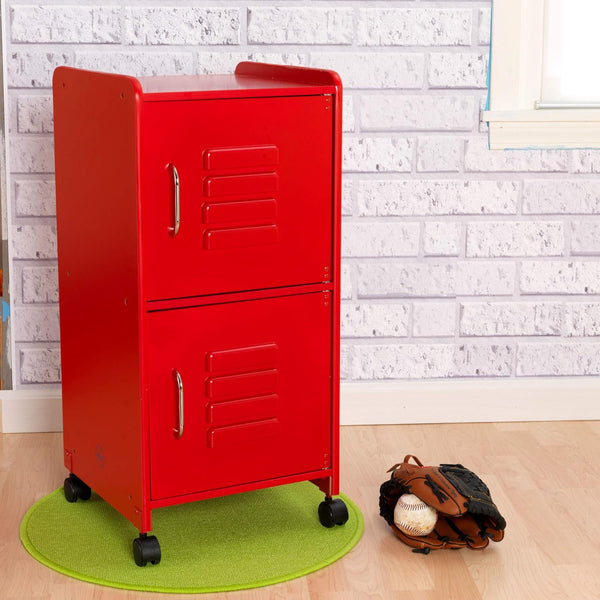 KidKraft Painted Wood Medium Storage Locker on Wheels with Two Compart ...