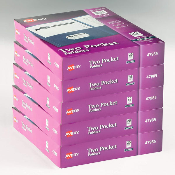 AVERY TWO POCKET FOLDERS 25PC PACK OF 5 DARK BLUE – Cash Converters