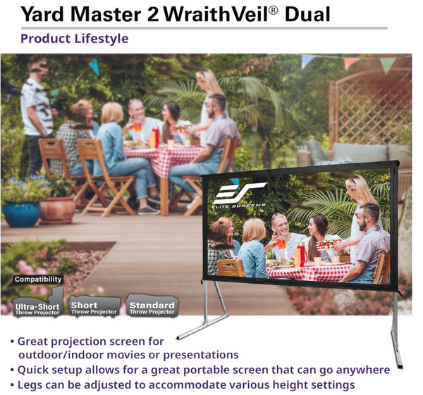 Elite Screens Yardmaster 2 DUAL Projector Screen, 100-INCH 16:9, Front ...