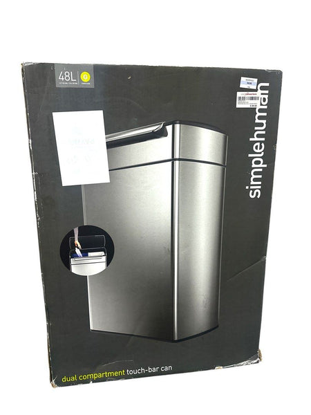 simplehuman 48 Liter dual compartment rectangular touch-bar can, Brush ...